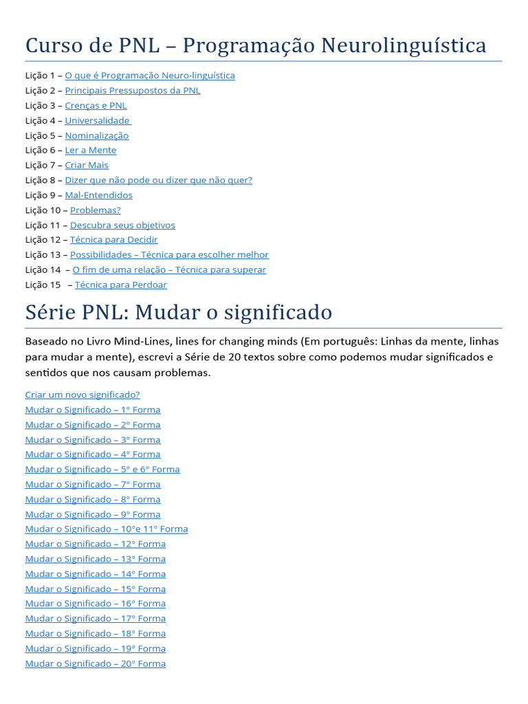 Curso de PNL | PDF | Pensamento | Comunicação