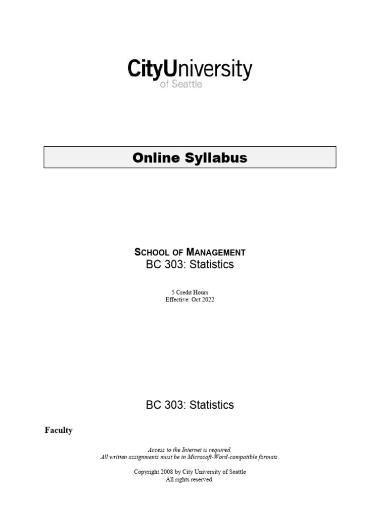 DOHODA BC303 Online Syllabus | PDF | Statistics | Libraries