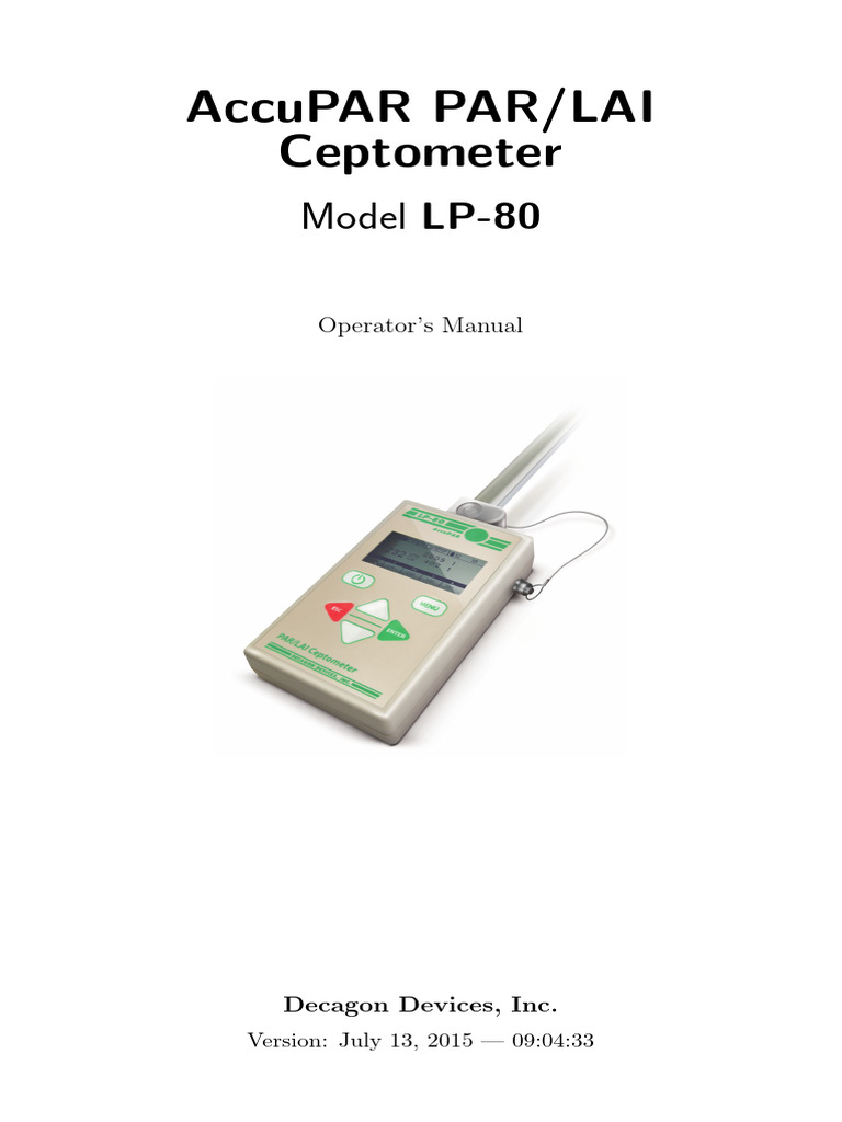 AccuPAR PAR 80 Operators Manual | PDF | Comma Separated Values | Menu ...