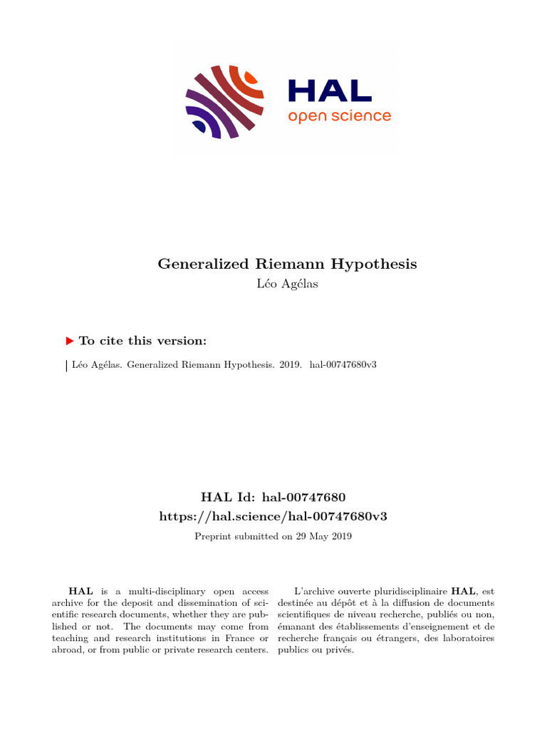 Generalized Riemann Hypothesis | PDF