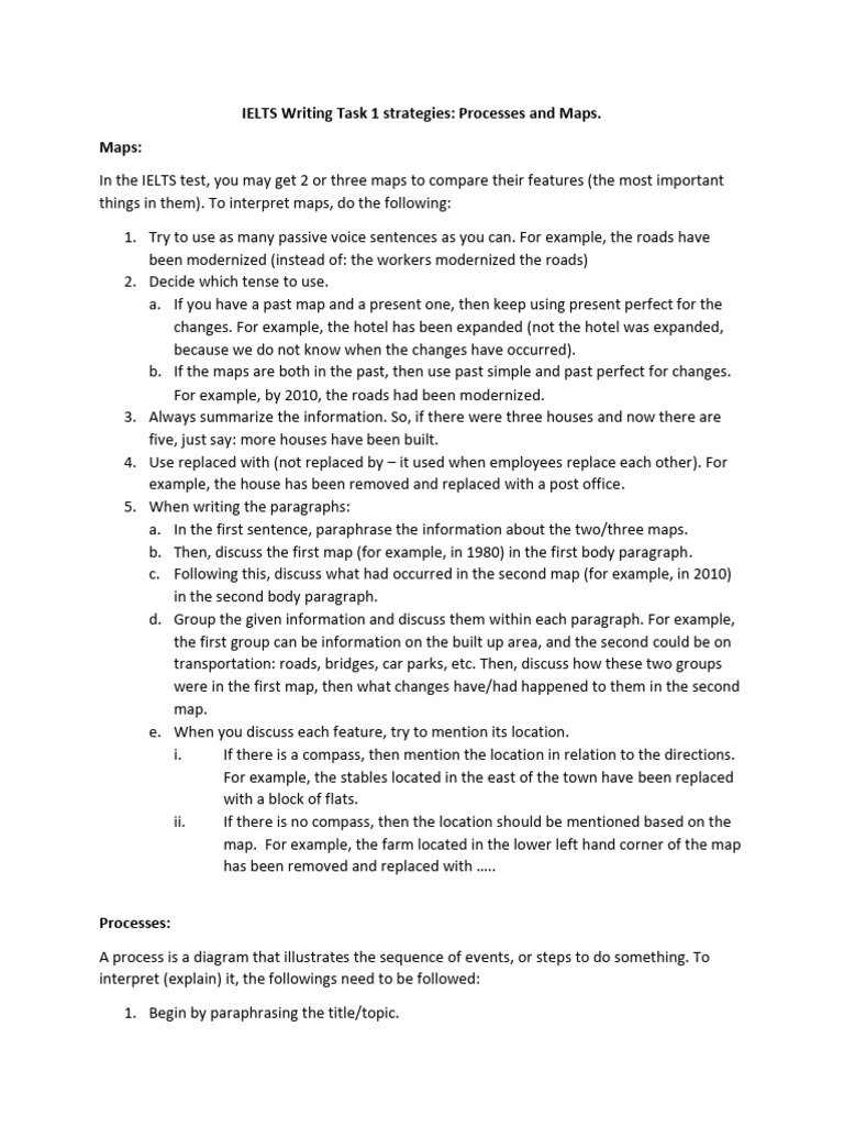 IELTS Writing Task 1: Maps & Processes Guide | PDF | Linguistics | Grammar