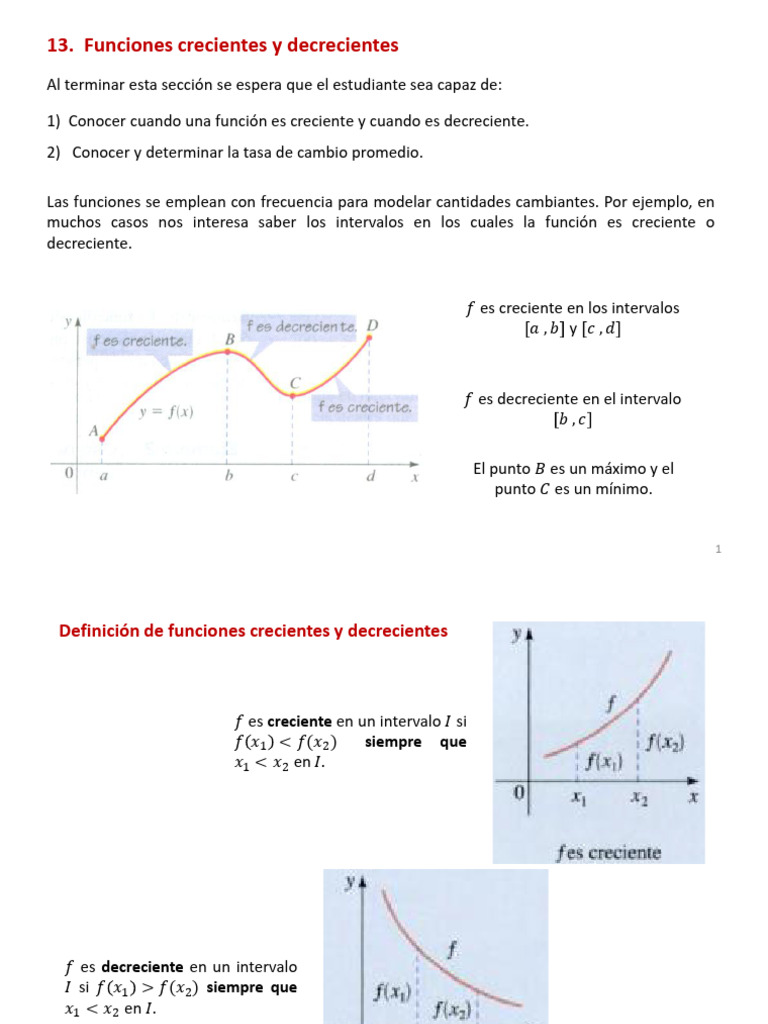 Funciones Crecientes y Decrecientes | PDF