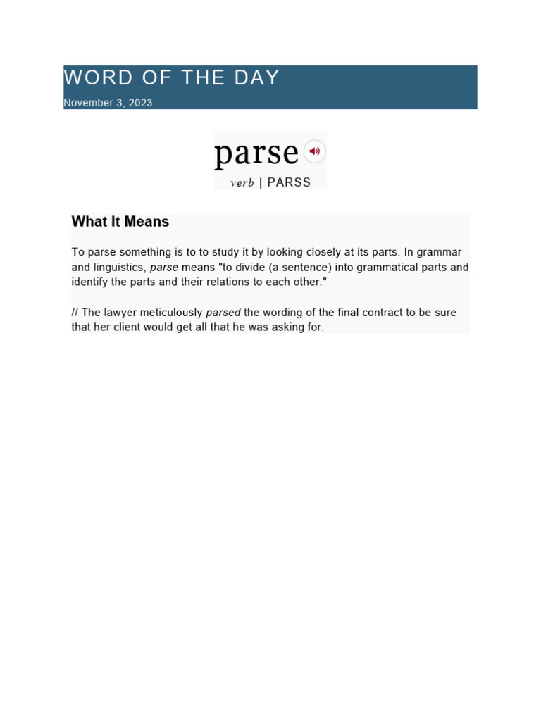 Parse: Word of The Day | PDF