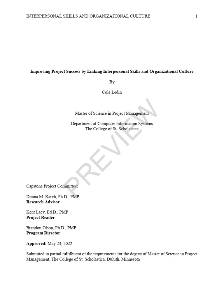 Improving Project Success by Linking Interpersonal Skills and ...