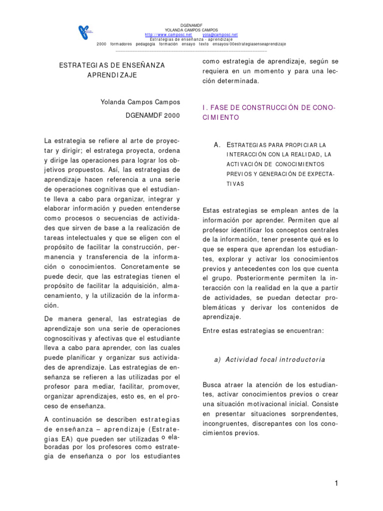 Estrategias De Enseñanza Aprendizaje Pdf