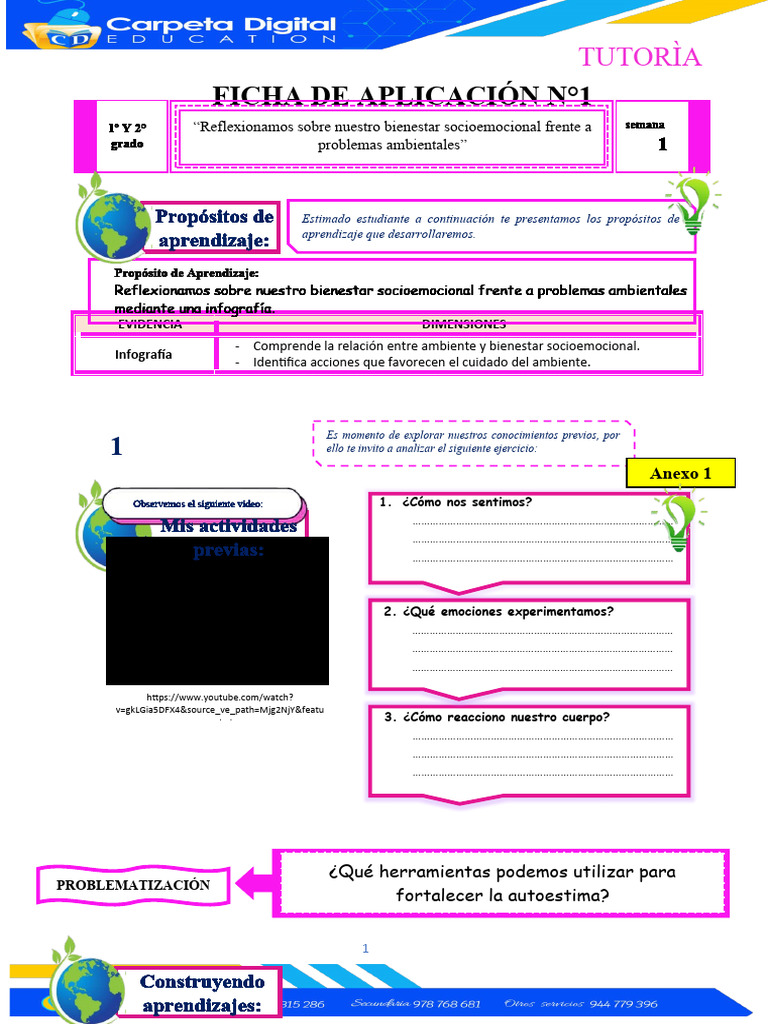 1° y 2°FICHA DE APLICACIÓN-SESIÓN.6-SEM.6-EXP.6-TUTORÍA | PDF | Mente | Aprendizaje