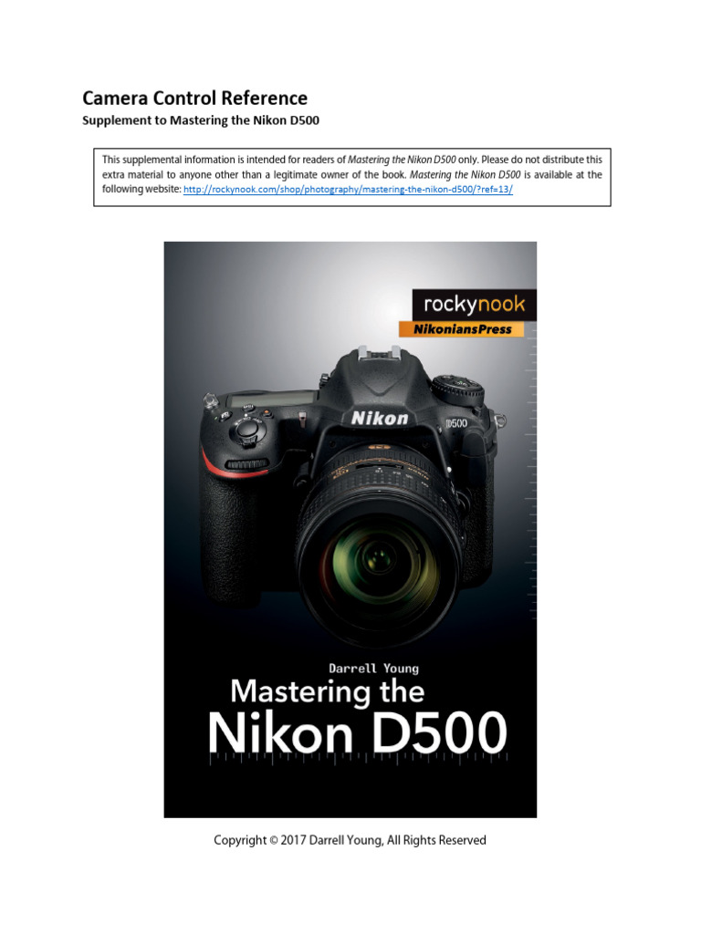 Camera Control Reference For The Nikon D500 | PDF | Autofocus | Live ...