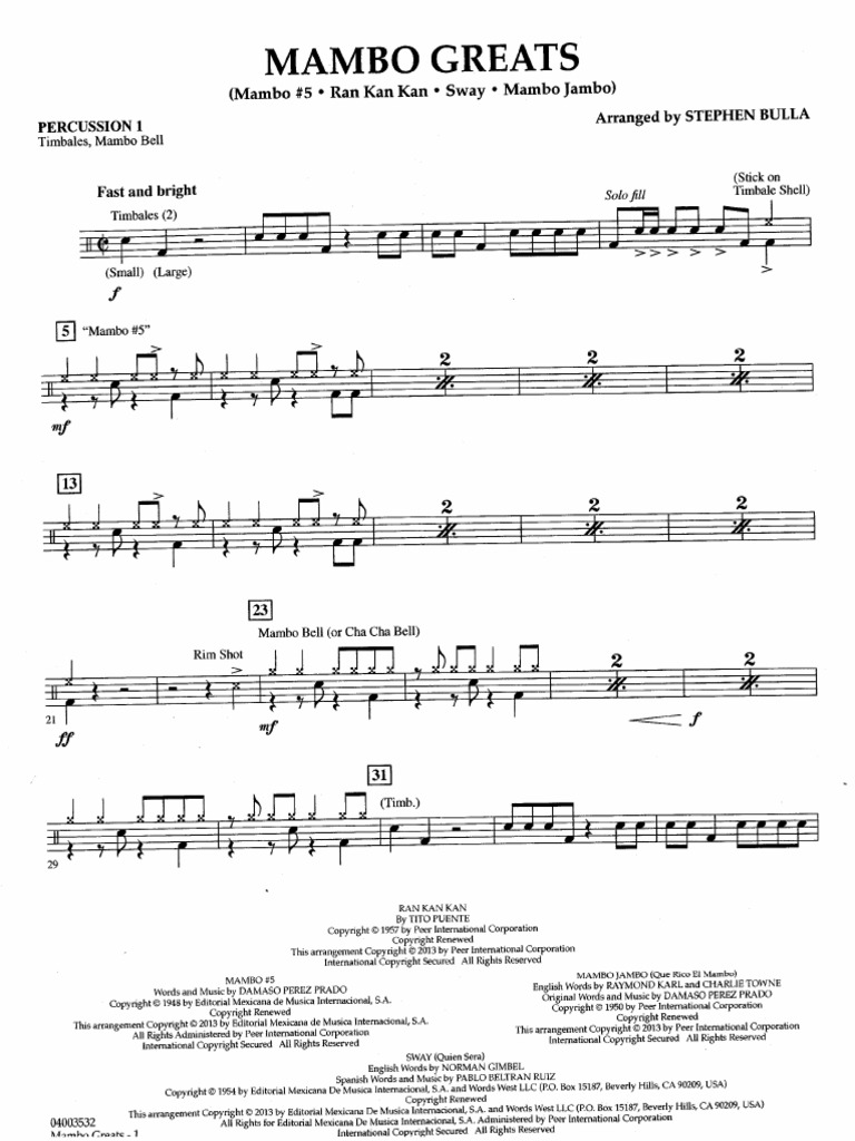 Mambo Greats - Percussion | PDF