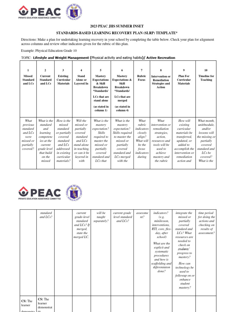 Pe 6.3 Sample SLRP - Make Meaning - Totjhs2023 | PDF | Physical Fitness ...