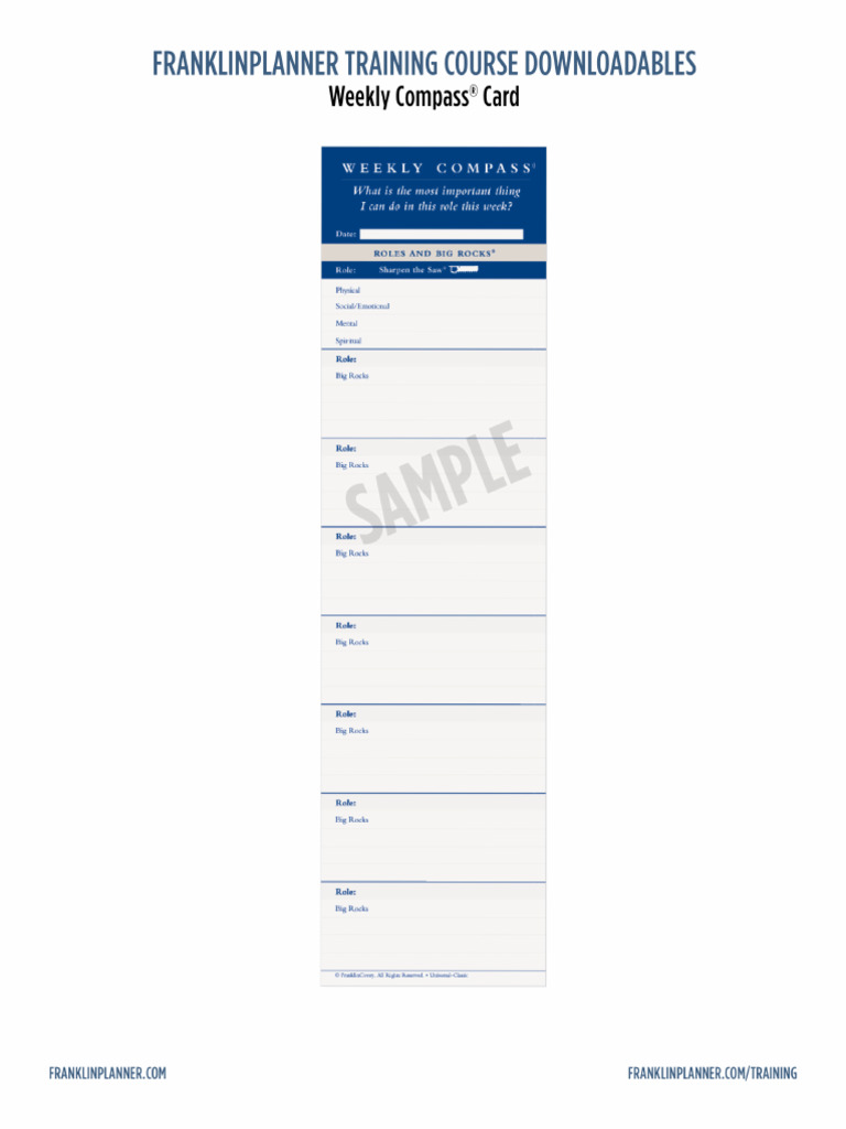 FranklinPlanner WeeklyCompassCard | PDF