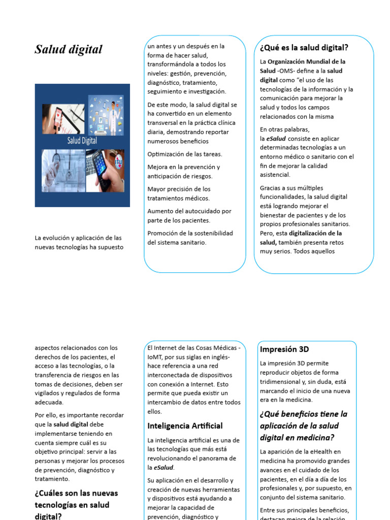 Triptico Salud Digital | PDF | Internet de las Cosas | Medicina