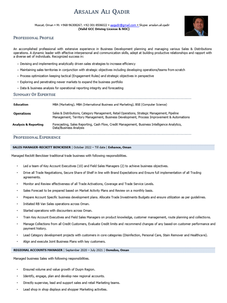Arsalan Ali's Resume Template | PDF | Retail | Supply Chain