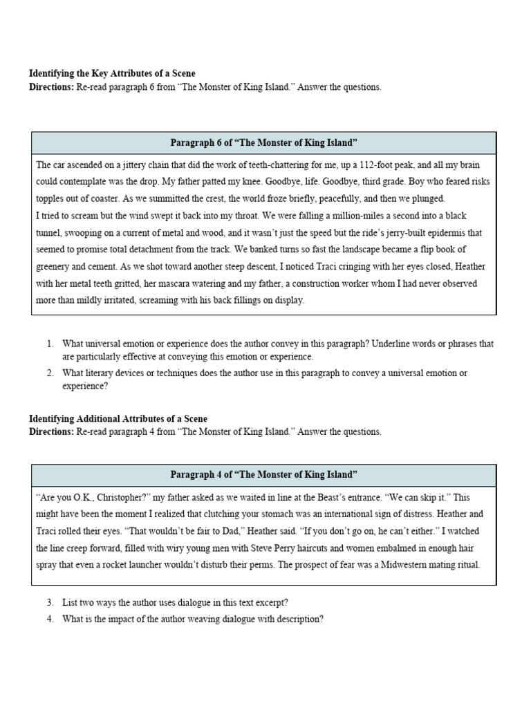 Memoir Topic and Creating a Scene | PDF