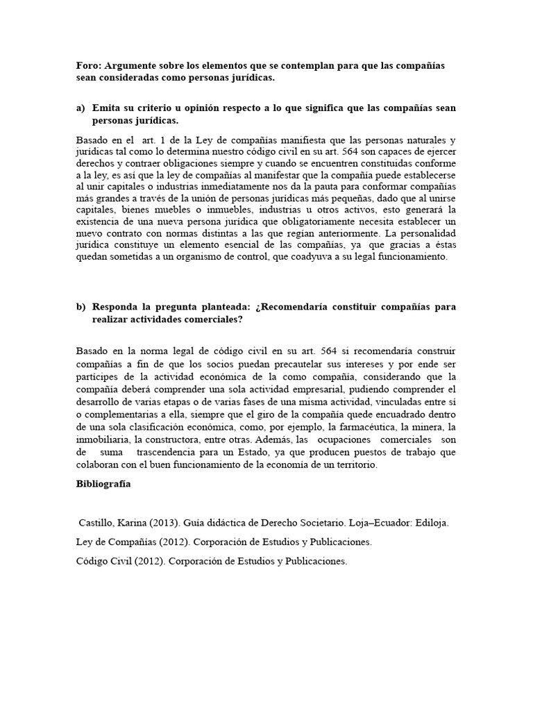Emita su criterio u opinión personal respecto a lo que significa que ...