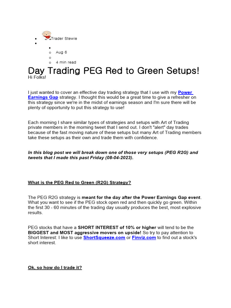 Day Trading PEG Red To Green Setups | PDF | Day Trading | Investing