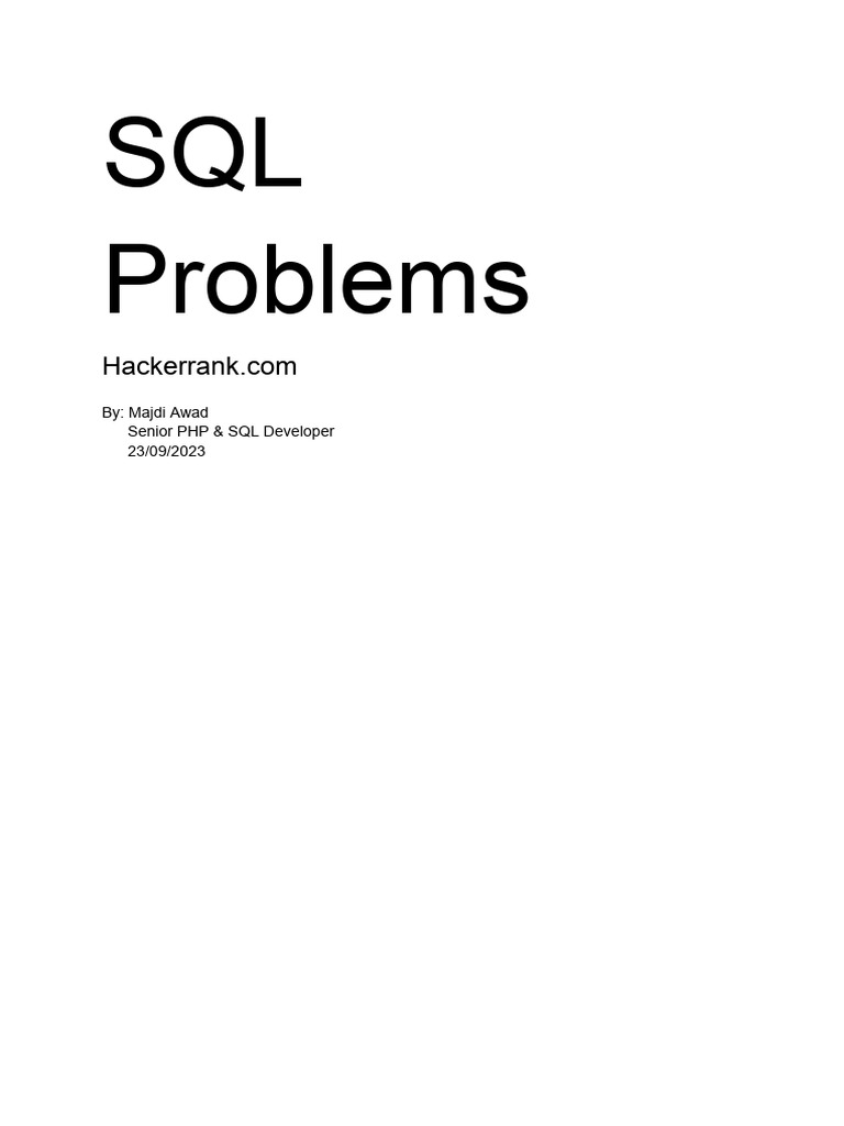 HackerRank SQL 5 Stars PDF | PDF | Table (Database) | Database Index