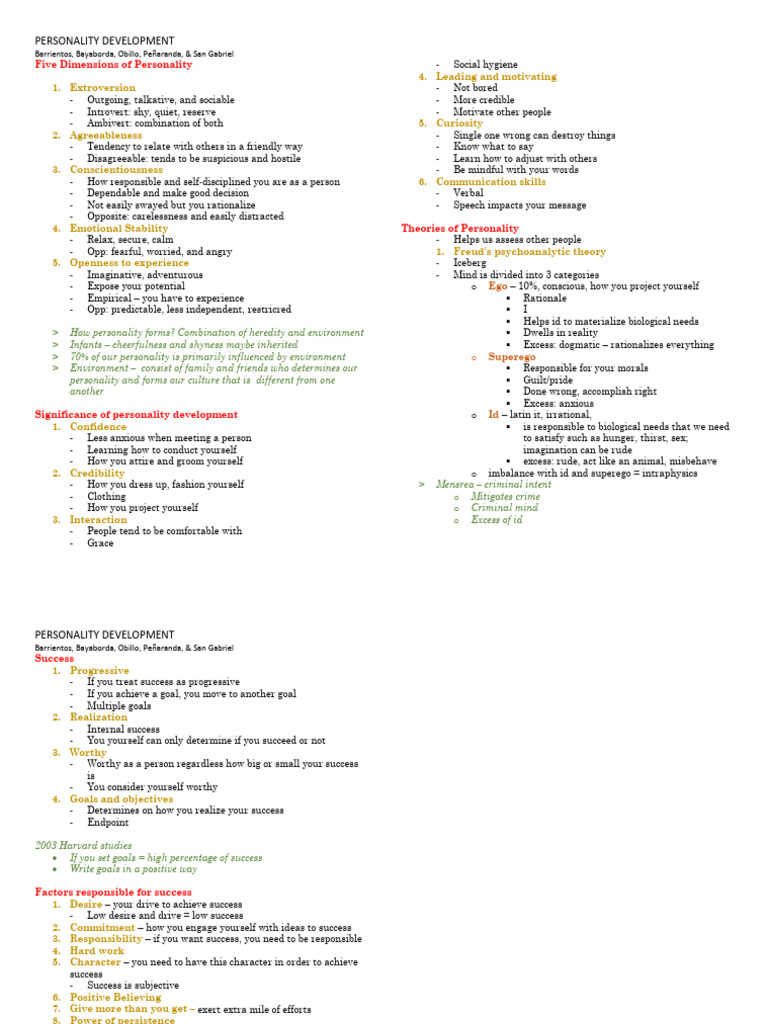 PerDev - Prelims | PDF | Id | Extraversion And Introversion