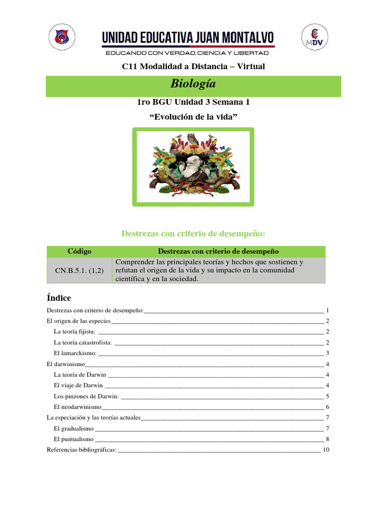 Biología 1 Guía de Aprendizaje de U3 - S1 | PDF | Evolución | Charles Darwin