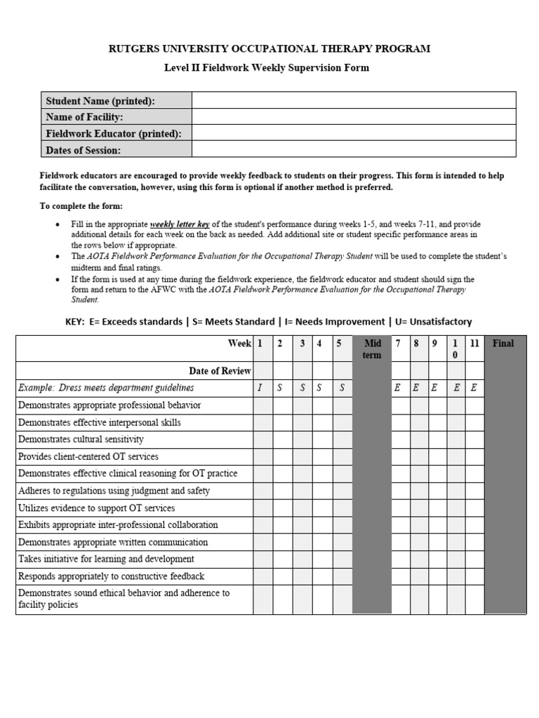 weekly supervision form | PDF