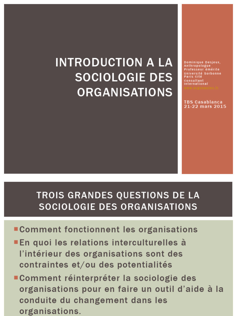 2015 03 CASABLANCA V2 Introduction Socio Orga | PDF | Direction | Charisme