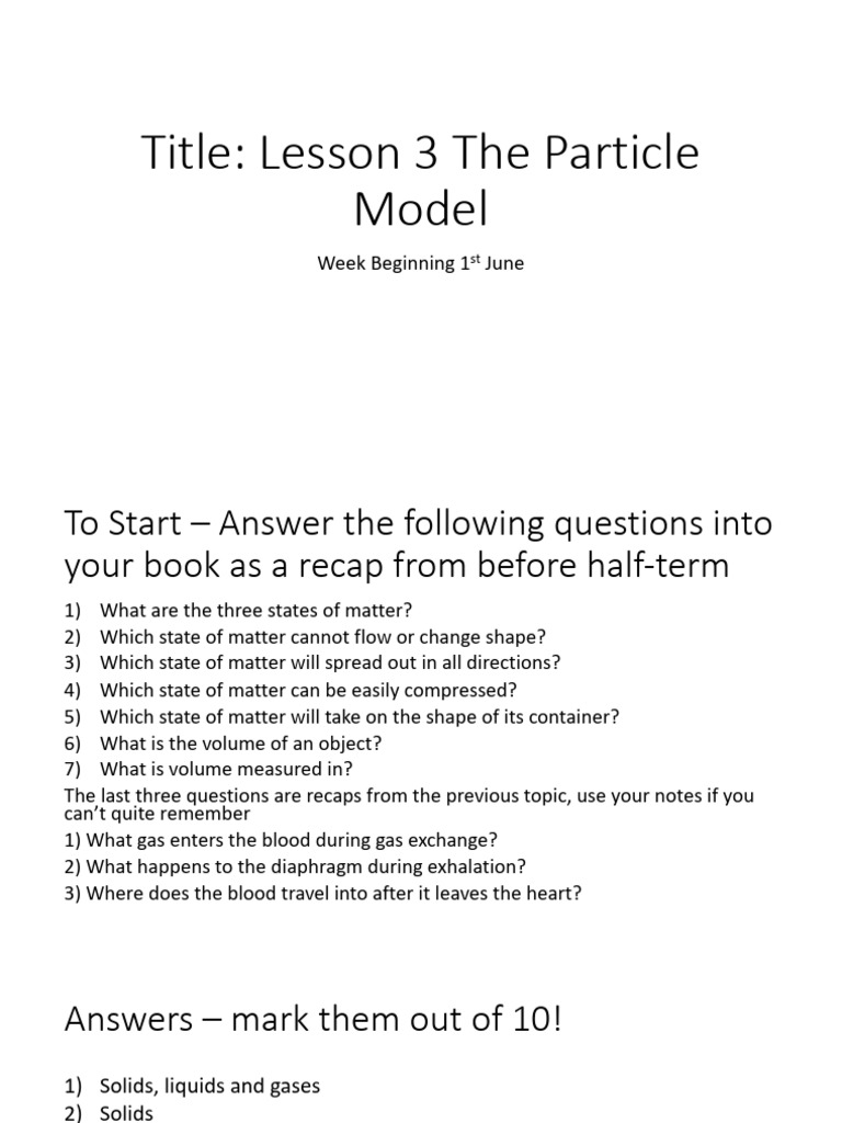 Particle Model for Students | PDF | Gases | Liquids