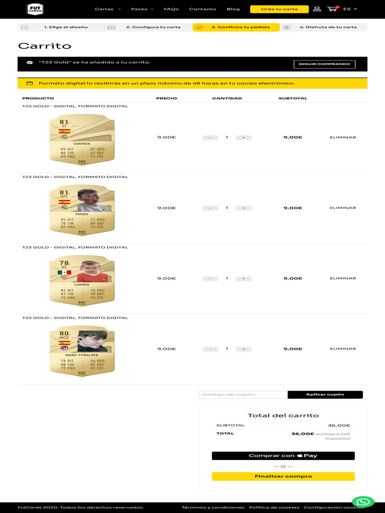 Carrito - FutCards 3 | PDF