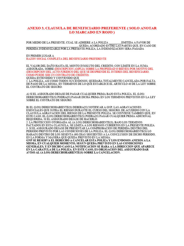 Beneficiario Preferente | PDF