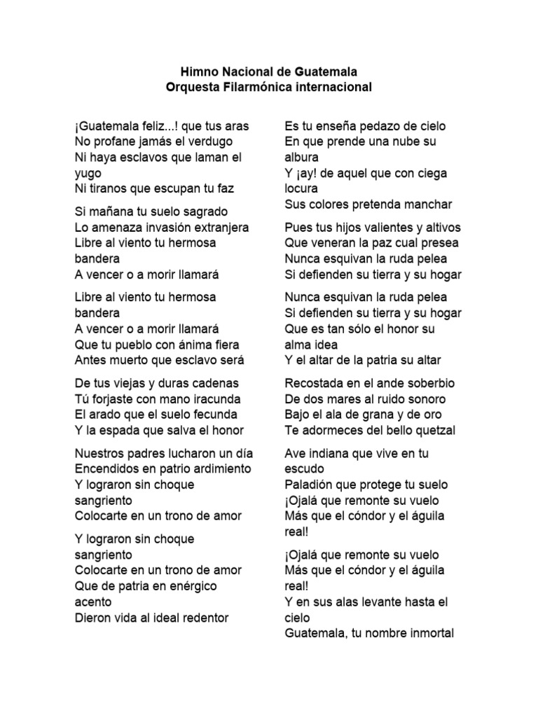Himno Nacional de Guatemala | PDF
