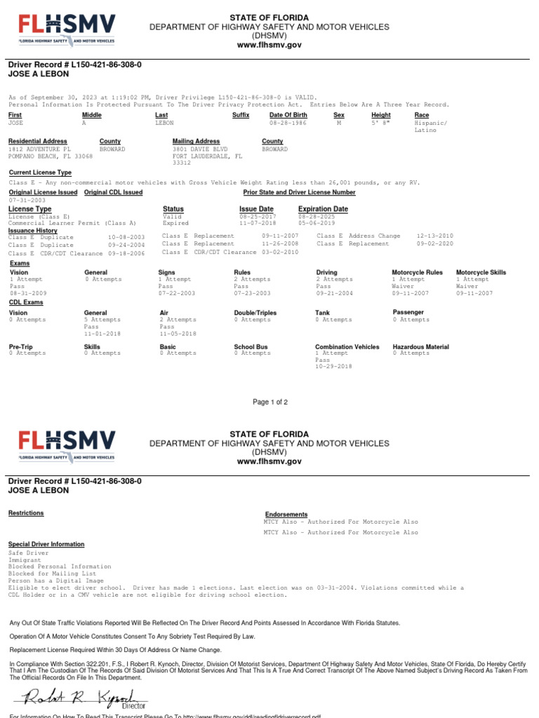 Department of Highway Safety and Motor Vehicles (DHSMV) | PDF | Driving ...