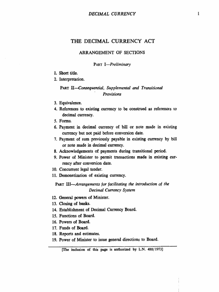 The Decimal Currency Act | PDF | Legal Tender | Banks