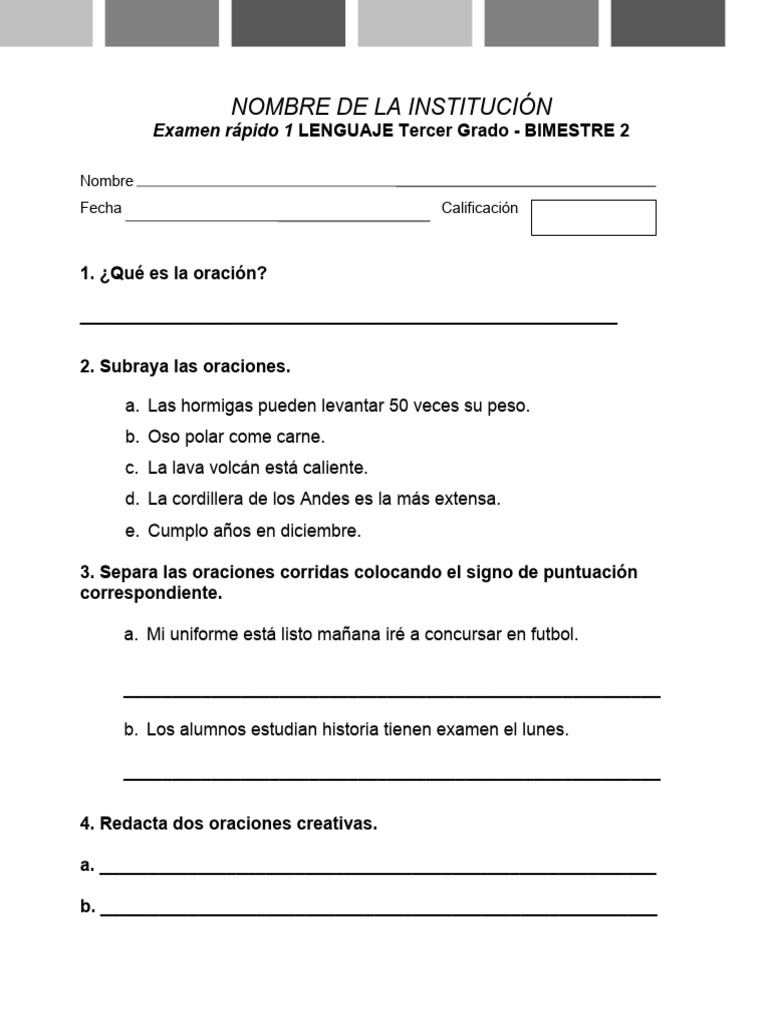 Examenes Rapidos Bimestre 2 3482 - Examenrapido - 3 - Lenguaje2018 | PDF