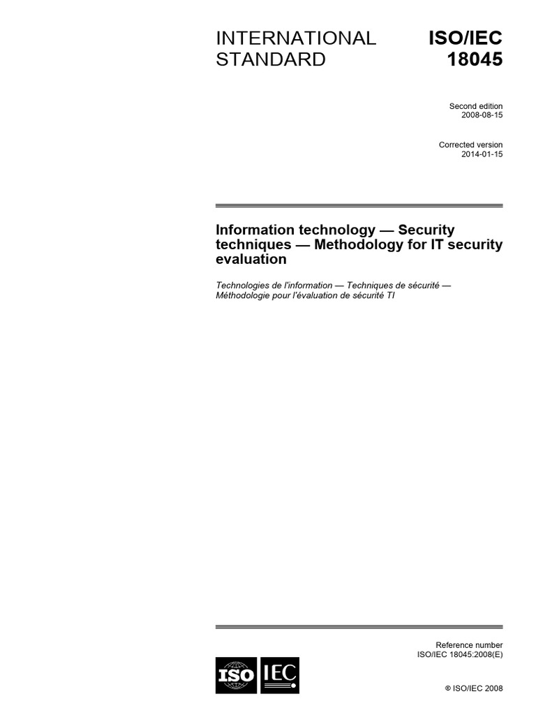 c046412 - ISO - IEC - 18045 - 2008-Information Technology - Security Techniques - Methodology ...