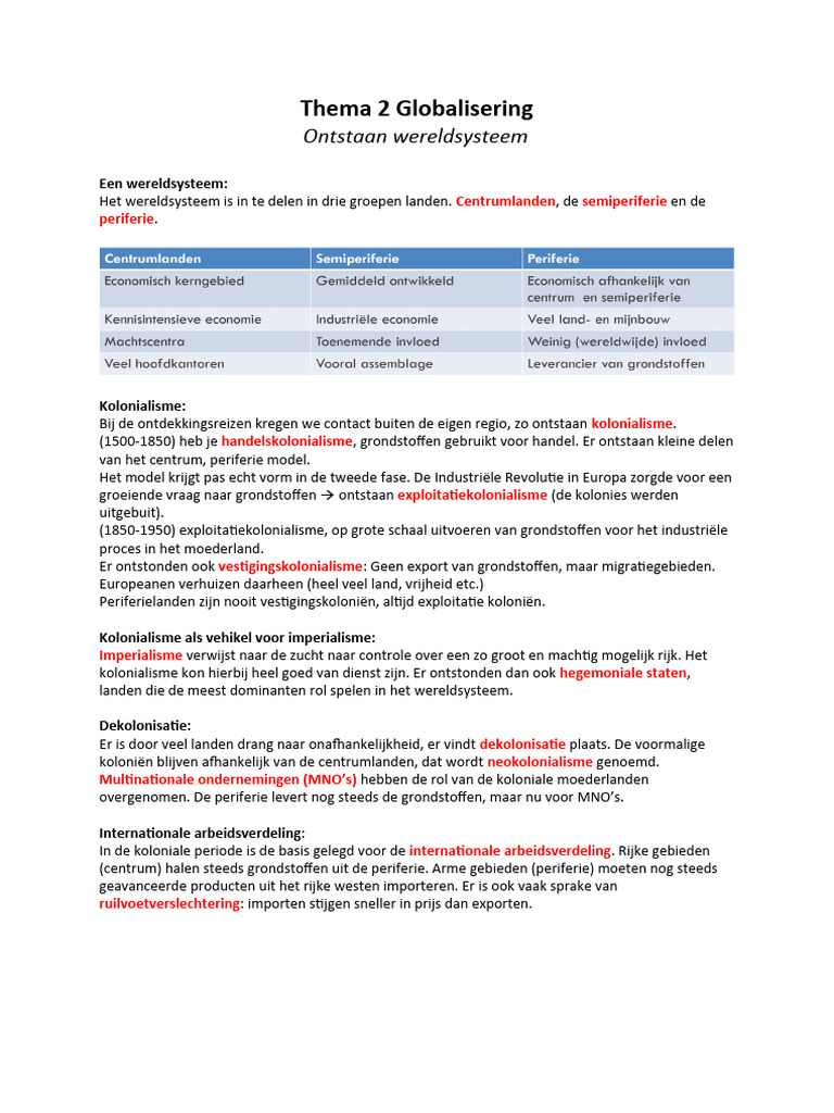 Globalisering Thema 2 | PDF