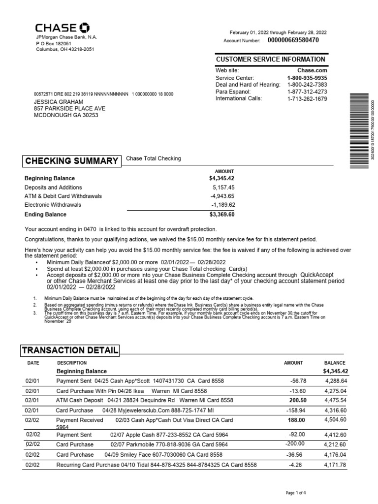 Chase E-Statement February | PDF | Transaction Account | Banks