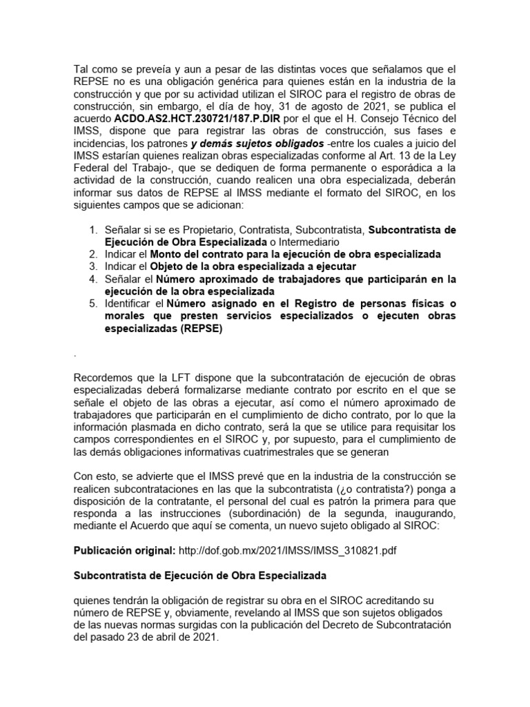 Repse Construccion | PDF | Outsourcing | Gobierno