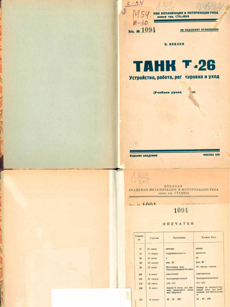 T-26 Manual (1936) | PDF