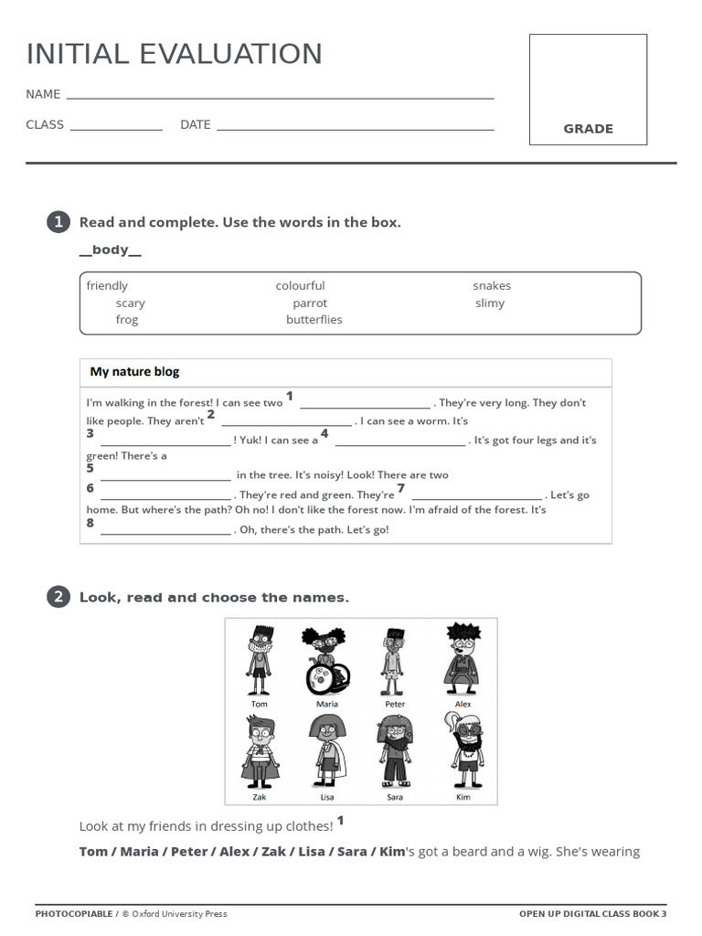 Initial - Evaluation English 4TH | PDF | Performing Arts | Clothing