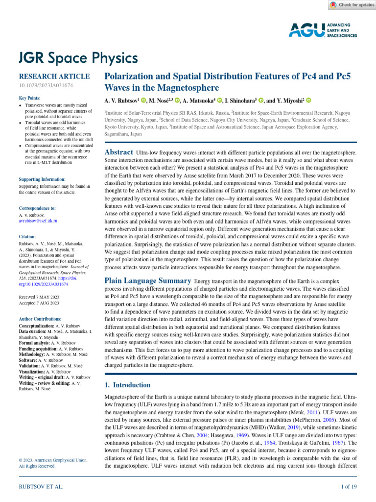 JGR Space Physics - 2023 - Rubtsov - Polarization and Spatial ...