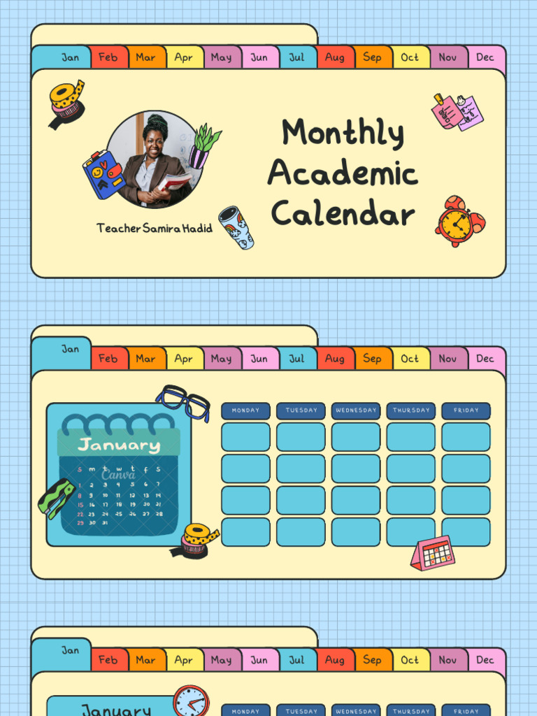 Colorful Fun Monthly Academic Calendar | PDF
