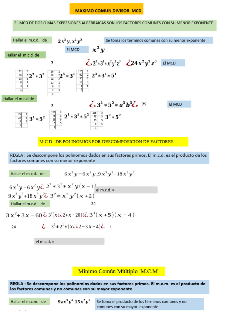 Maximo Comun Divisor MCD y MCM | PDF