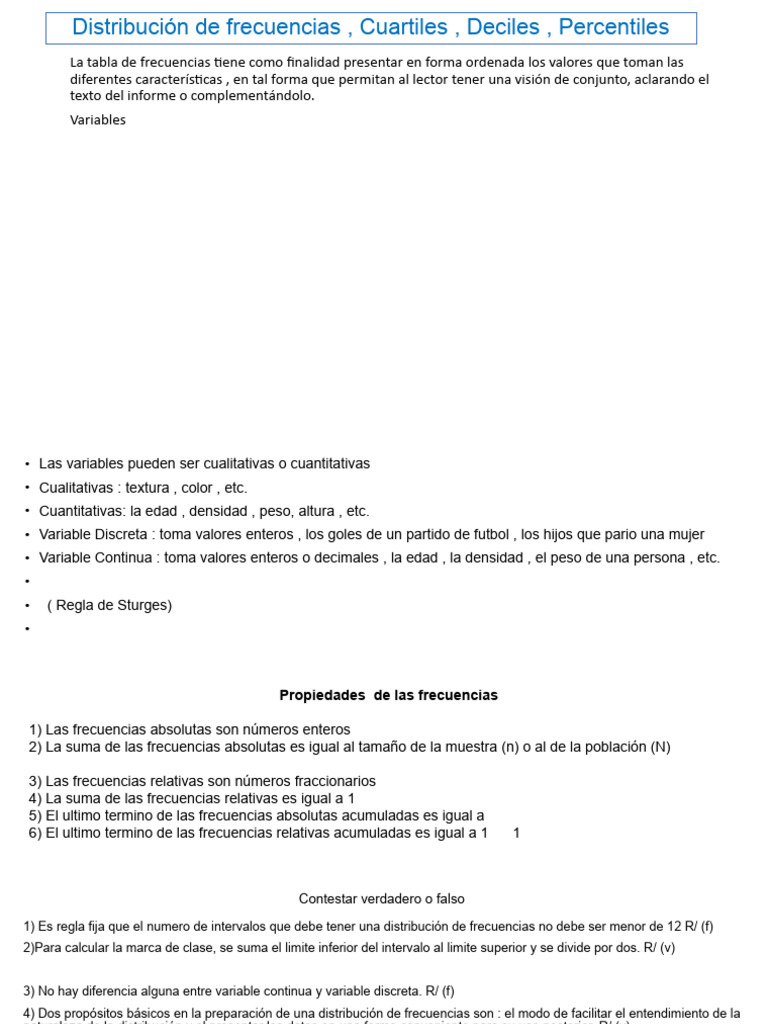 Distribución de Frecuencias, Cuartiles, Deciles, Percentiles | PDF | Cuantil | Aritmética