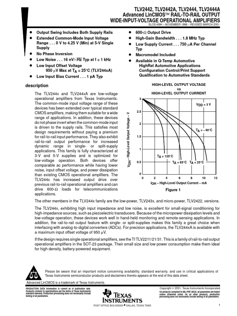 TLV 2442 | PDF | Operational Amplifier | Amplifier