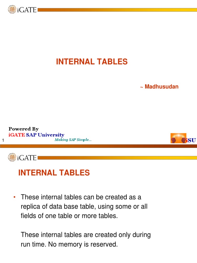 iSU ABAP Level 1 Internal Tables | PDF | Database Index | Computer Engineering