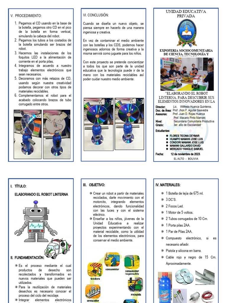 Robot Linterna con Material Reciclado | PDF | Reciclaje | Residuos