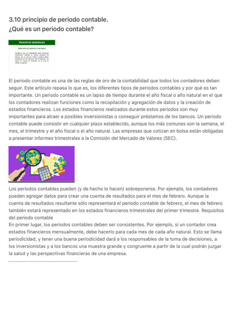 3.10 Principio de Periodo Contable. | PDF | Contabilidad | Estado ...