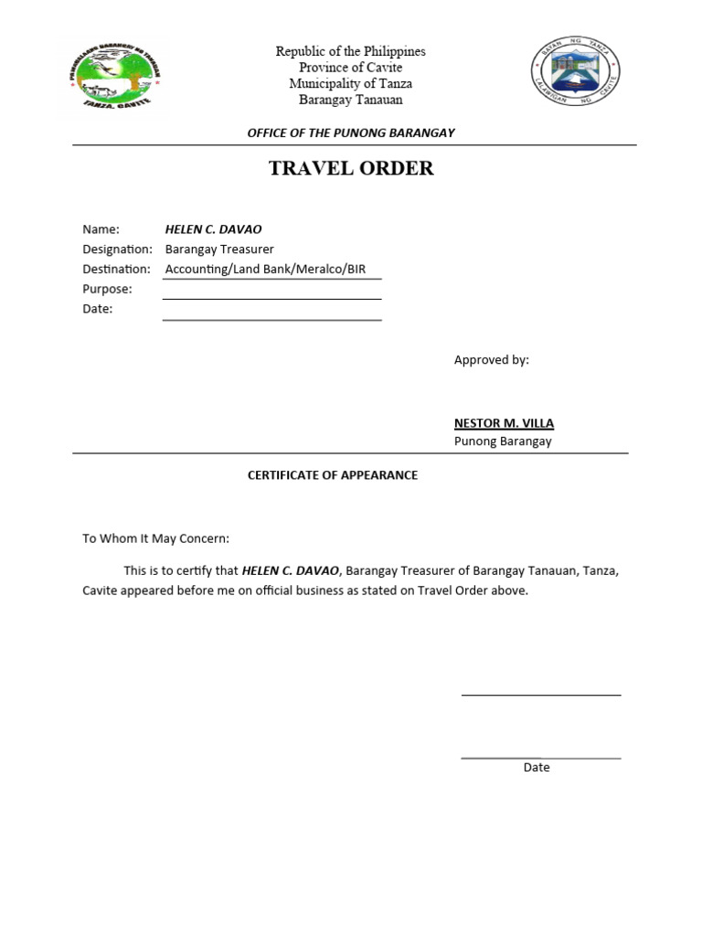 Travel Order | PDF | Philippines