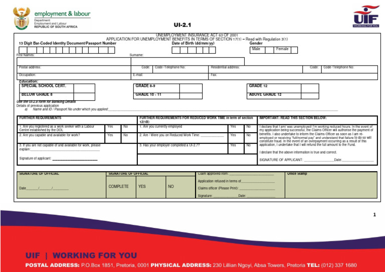 UI-2-1 - Application-For-Unemployment-Benefits | PDF | Unemployment Benefits | Identity Document