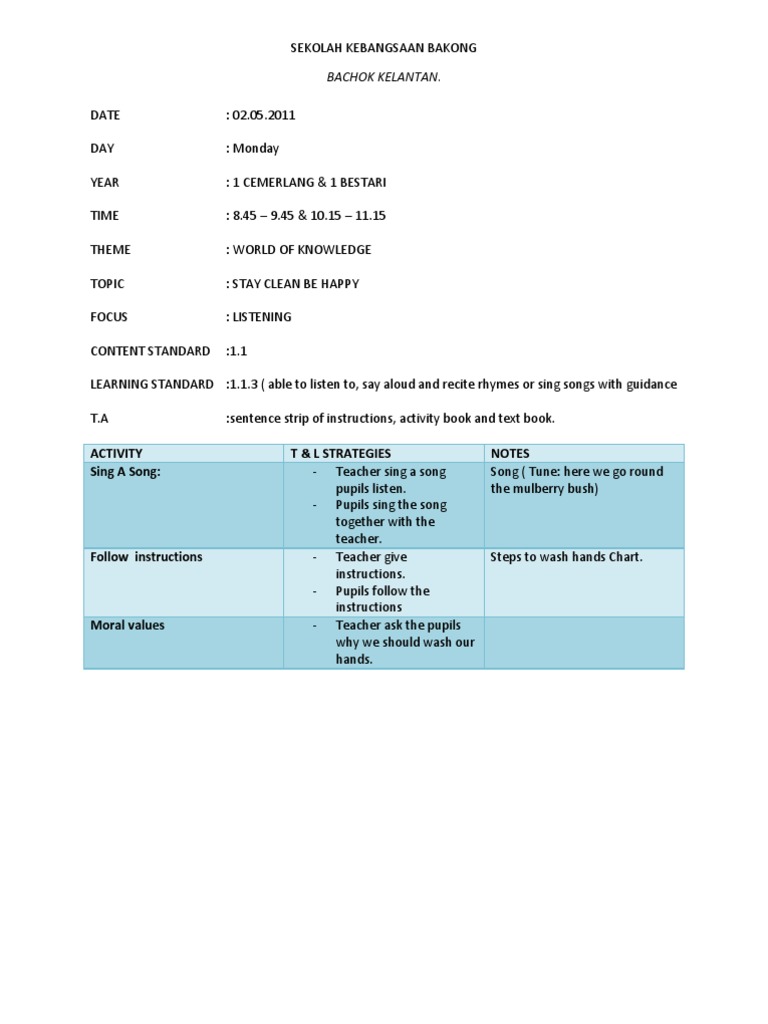 Stay Clean Be Happy Lesson Plan | PDF