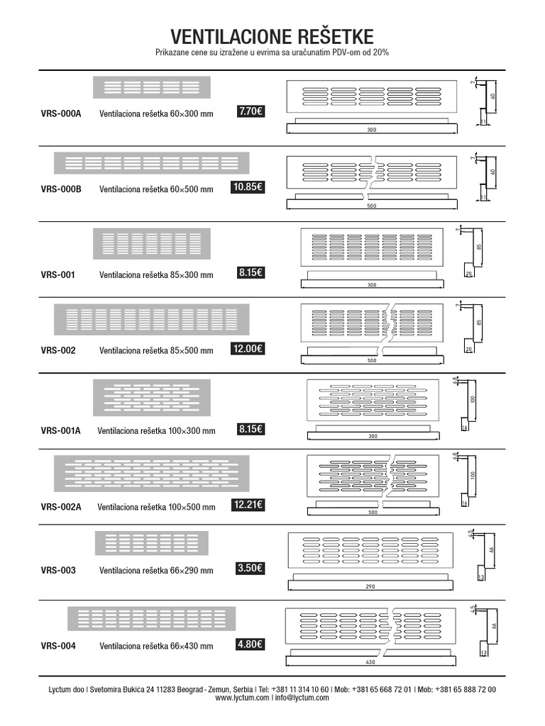 Cenovnik Ventilacione Resetke Print | PDF