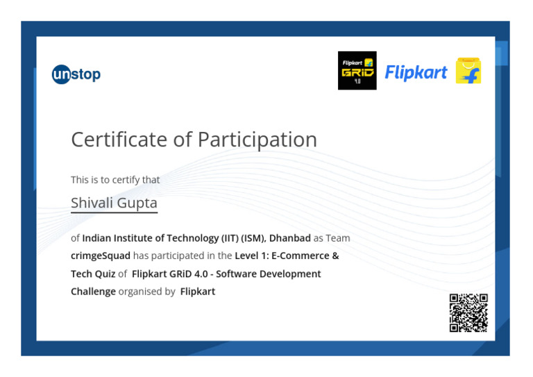 Flipkart Software Participation-Certificate | PDF